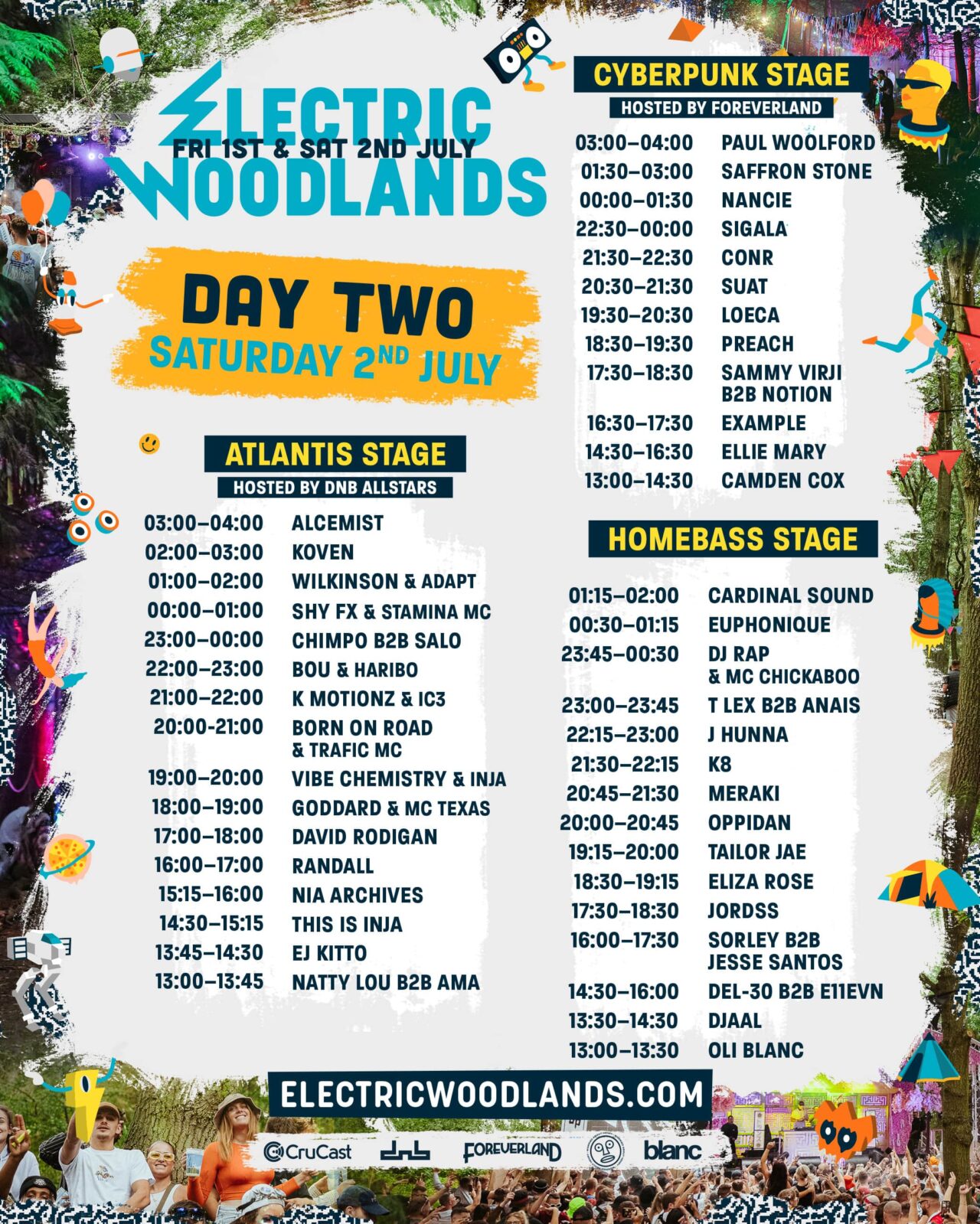Set Times - Electric Woodlands